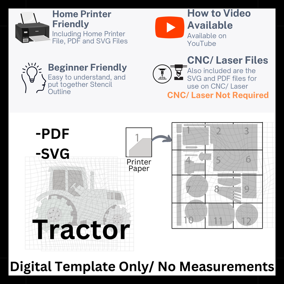 Tractor Template in PDF and SVG Files – Makerdecorshop