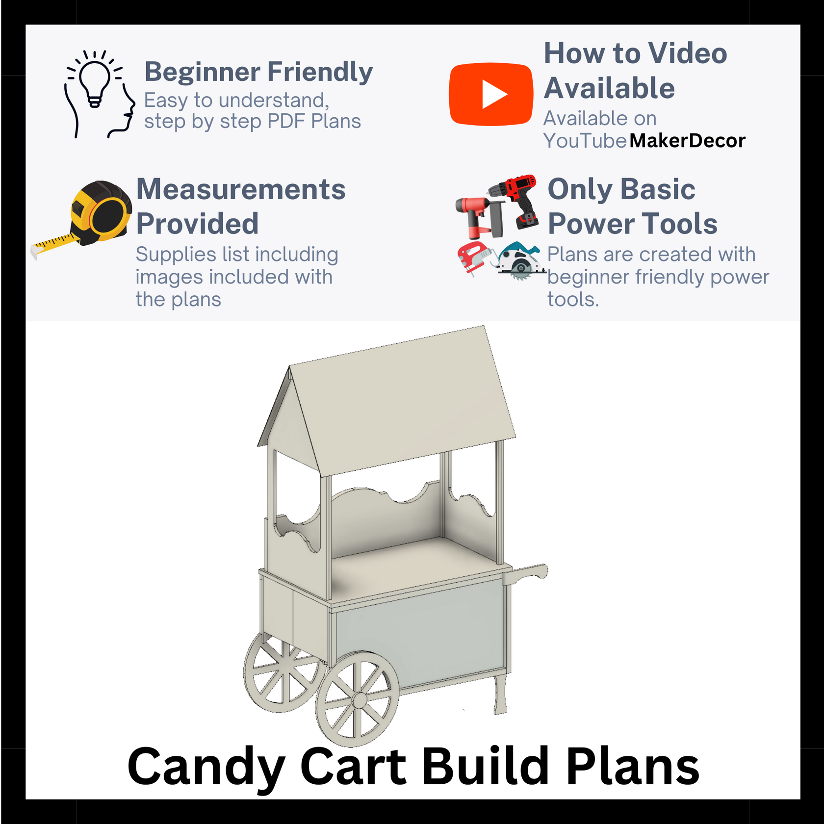 Foldable Candy Cart Digital Plans PDF – Makerdecorshop