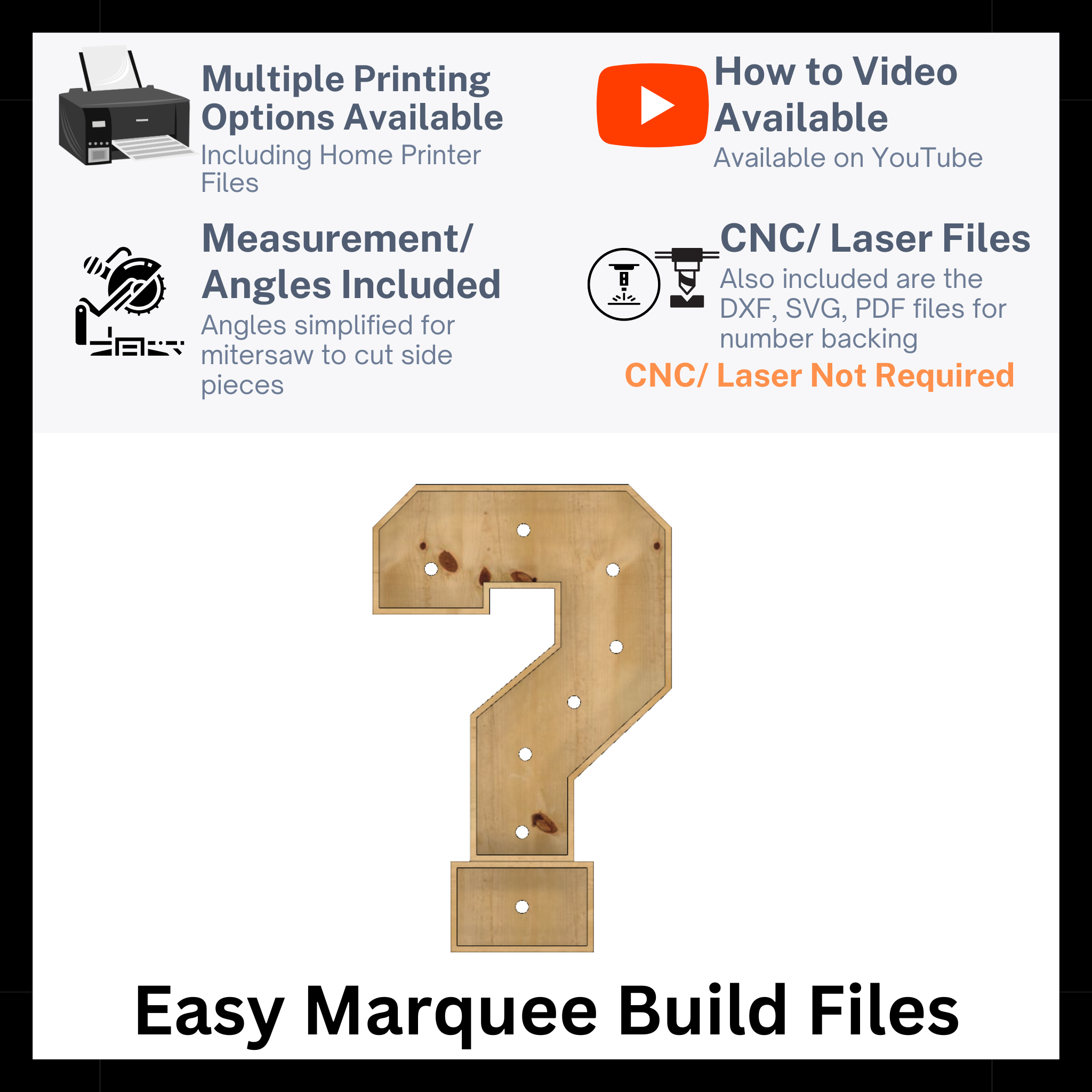 Marquee ? Question Mark Full Measurement Plans 3ft Tall – Makerdecorshop