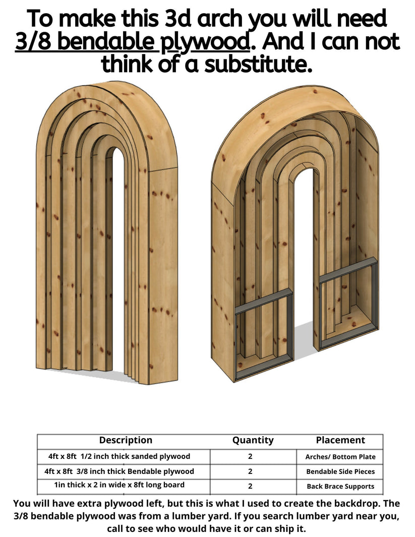 3D arch PLANS with Measurements – Makerdecorshop